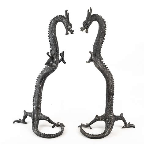 Pair Of Japanese Style Dragon Figures Forge And Foundry Limited