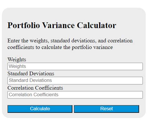Portfolio Variance Calculator Calculator Academy