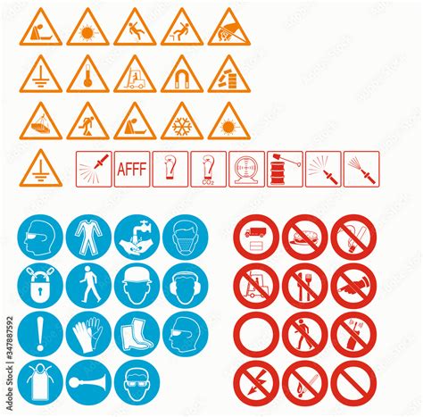 ISO 7010 SIGN WARNING SET SYMBOL SAFETY Stock Vector Adobe Stock