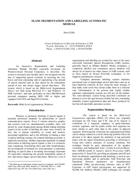 Pdf Slam Segmentation And Labelling Automatic Module