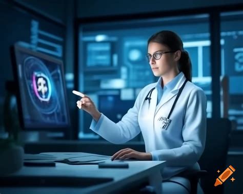 Doctors Accessing Encrypted Patient Records In Secure Medical Data Center With Cybersecurity