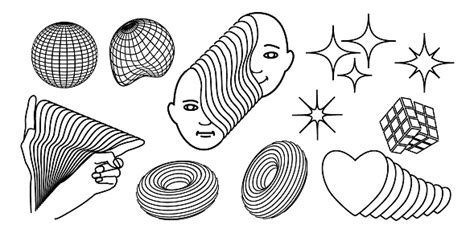 기하학적 와이어프레임 모양과 격자 모양 왜곡과 변형 투명한 배경의 그래픽 디자인 요소 추상적인 패턴 2000년대의 복고풍 미래적 미학 벡터에 대한 스톡 벡터 아트 및 기타