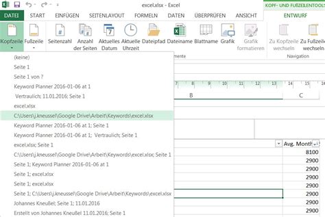 excel kopf und fußzeile einfügen bearbeiten und löschen so gehts