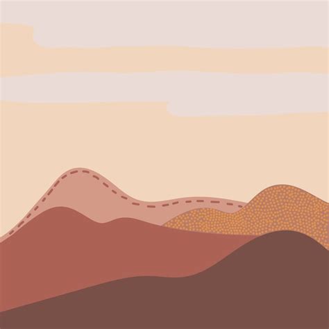 추상 보헤미안 배경입니다 벡터 풍경 보헤미안 스타일 언덕 테라코타 색상이 있는 풍경 프리미엄 벡터