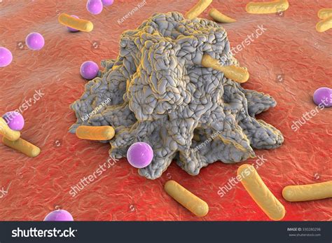 Phagocytosis Macrophage Engulfing Bacteria Different Shapes Stock