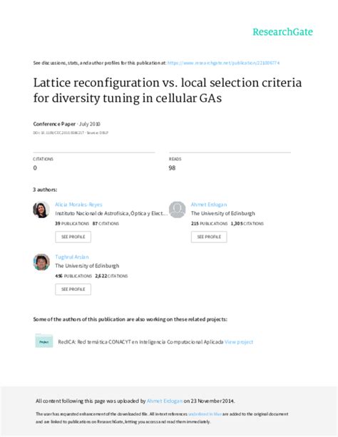 Pdf Lattice Reconfiguration Vs Local Selection Criteria For