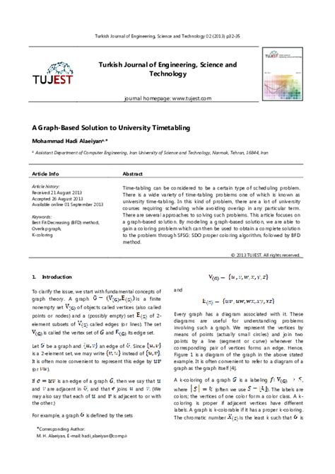 Pdf A Graph Based Solution To University Timetabling