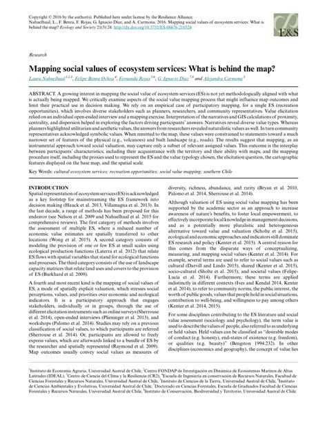 PDF Mapping Social Values Of Ecosystem Services What Is Behind The Map