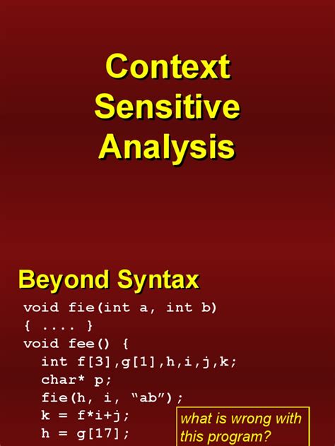 Context Sensitive Analysis And Attribute Grammar Compiler Design Dr