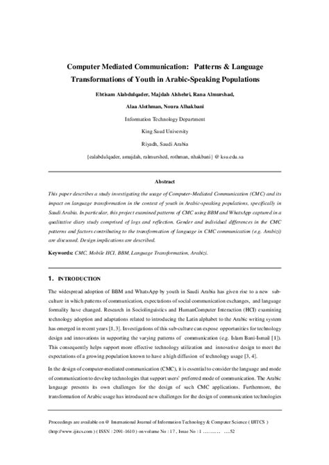 Pdf Computer Mediated Communication Patterns And Language