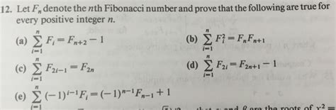 solved let f n denote the nth fibonacci number and prove