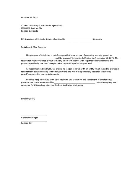 Severance Letter Pdf