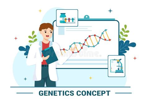 Genetic Science Concept Vector Illustration With Dna Molecule Structure And Science Technology