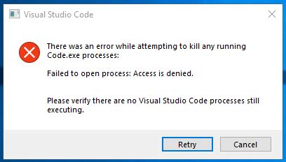 Error When Closing Visual Studio Code On A Multi User Environment
