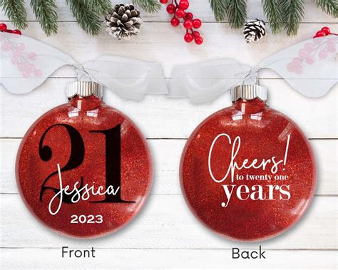 21st Birthday Personalized Christmas Ornament Cheers To Twenty One