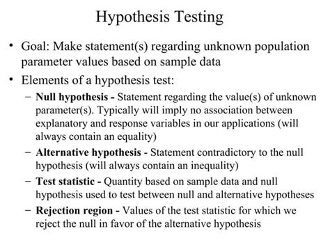 Hypothesis Testing Testing The Hypothesis Ppt