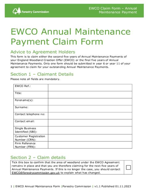 Fillable Online England Woodland Creation Offer Ewco Claim Form Fax Email Print Pdffiller