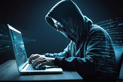 A Hacker Typing On A Laptop With A Code Background In A Style Of Double Exposure Photography