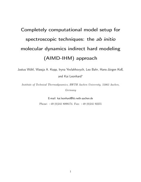 Pdf Completely Computational Model Setup For Spectroscopic Techniques