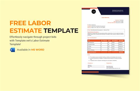 Free Labor Estimate Template Download In Word Template Net