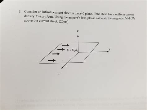 Solved 5 Consider An Infinite Current Sheet In The Z 0