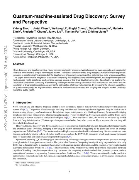 PDF Quantum Machine Assisted Drug Discovery Survey And Perspective