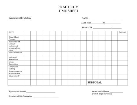 Practicum Time Sheet