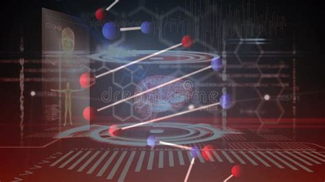 animation of dna strand over data processing and digital brain stock footage video of