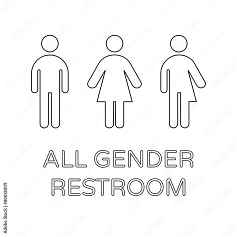 Vetor De All Gender Restroom Outline Sign Gender Neutral Toilet Icon