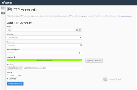 How To Create An Ftp Account In Cpanel Knownhost