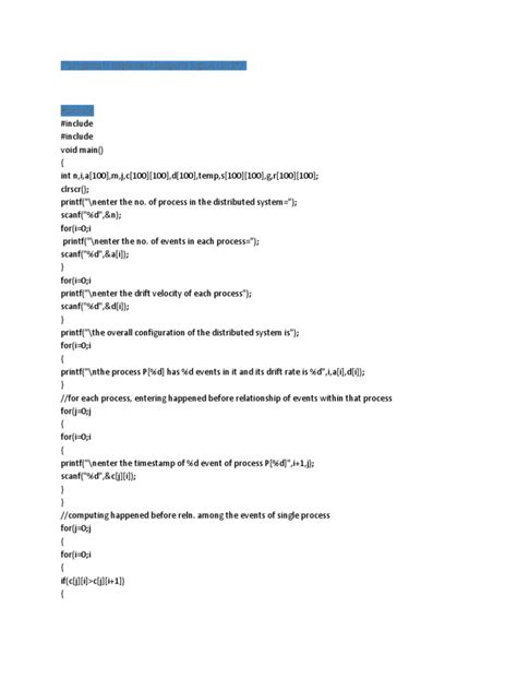 Program To Implement Lamports Logical Clock Pdf Distributed