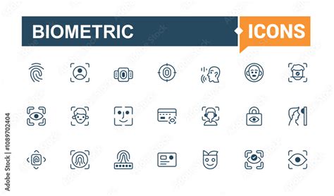 Biometric Icons Related To Fingerprint Identity Verification