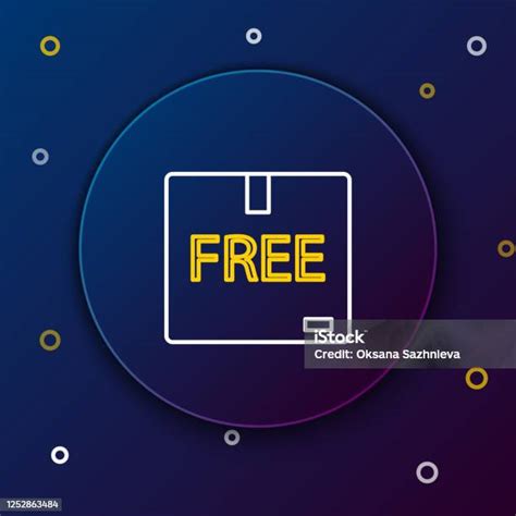 파란색 배경에 분리 된 무료 기호 아이콘흰색과 노란색 라인 골판지 상자 상자 포장 소포 표지판 배송 운송 및 배송 다채로운 개요