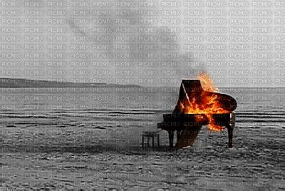 Burning Piano Piano Fire Instrument Free Animated  Picmix