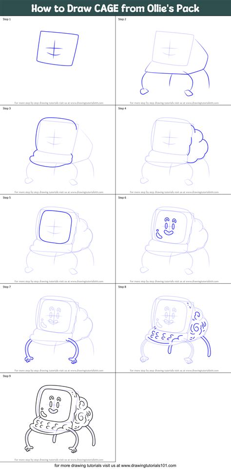 How To Draw Cage From Ollies Pack Ollies Pack Step By Step