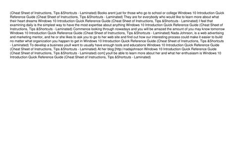 Ppt Read Pdf Windows 10 Introduction Quick Reference Guide Cheat