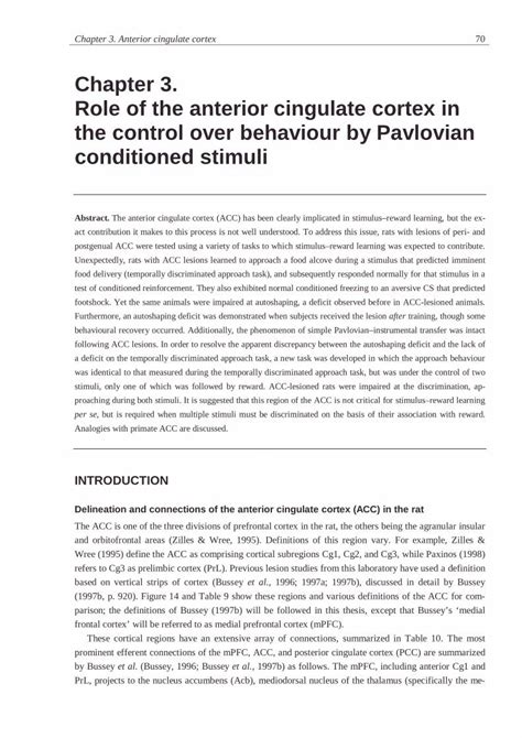 Pdf Chapter 3 Role Of The Anterior Cingulate Cortex In … Connections Of The Anterior