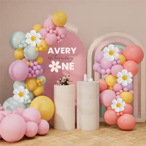 Daisy Groovy Balloon Garland Arch Kit For Boho Retro Hippie Girls Birthday