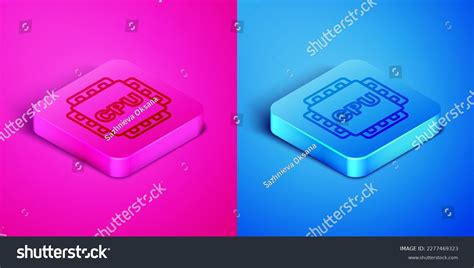 isometric line computer processor microcircuits cpu stock vector royalty free 2277469323