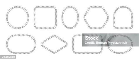 밧줄 프레임 세트 다양한 모양의 로프 테두리와 프레임 기하학적 경계 모음 직사각형 타원형 정사각형 다른 모양 벡터 프레임에 대한
