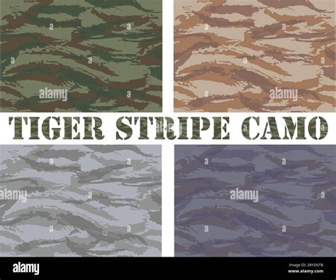 Tiger Stripe Camouflage Seamless Patterns Woodland Desert Urban And