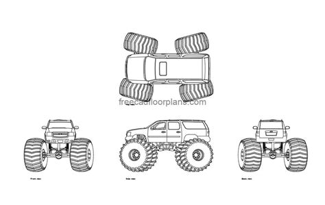 Monster Truck Grave Digger Free Cad Drawings