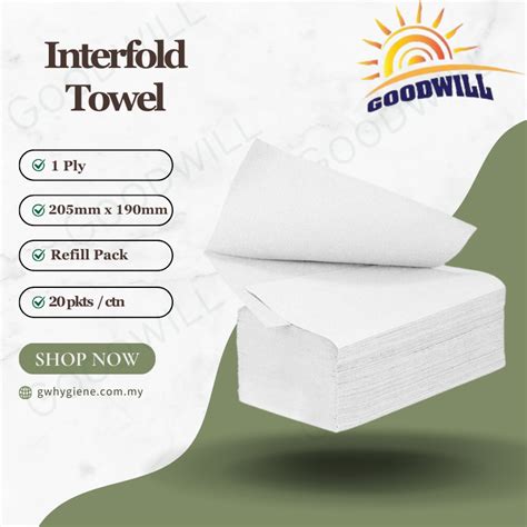 1ply Interfold Hand Towel Virgin Pulp 205x190mm Refill Pack