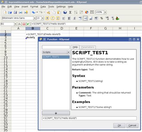 Development Tutorials KSpread Scripting KDE TechBase