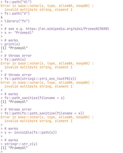 invalid multibyte string when printing certain combination of characters with fs path · issue