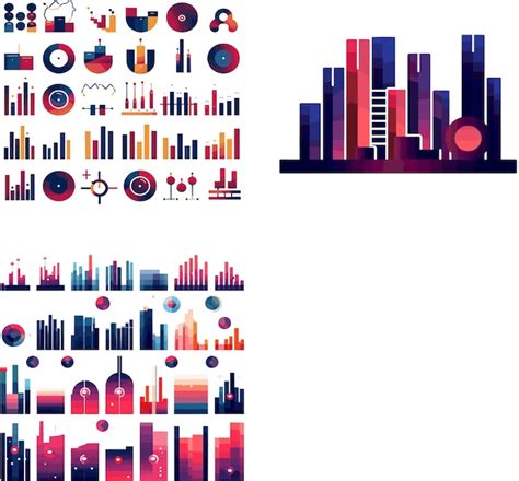 A Collection Of Colorful Graphs And Buildings Premium Ai Generated Vector