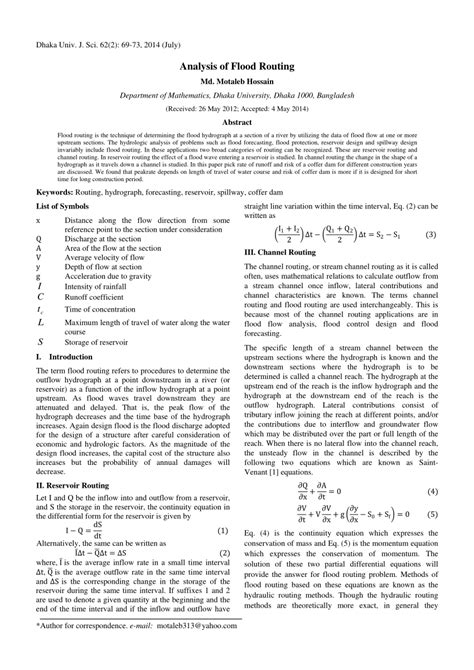 Pdf Analysis Of Flood Routing