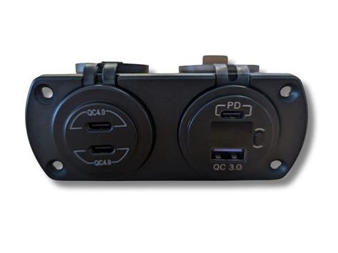 Double C Charger With Double Usb Aandc And Voltmeter With Double Black Face Plate Campervan