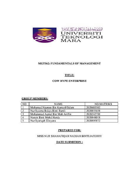 Fundamental Of Management Mgt162 Individual Assignment Universiti