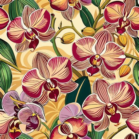 Orchids Flower Seamless Pattern Illustration Premium Ai Generated Vector
